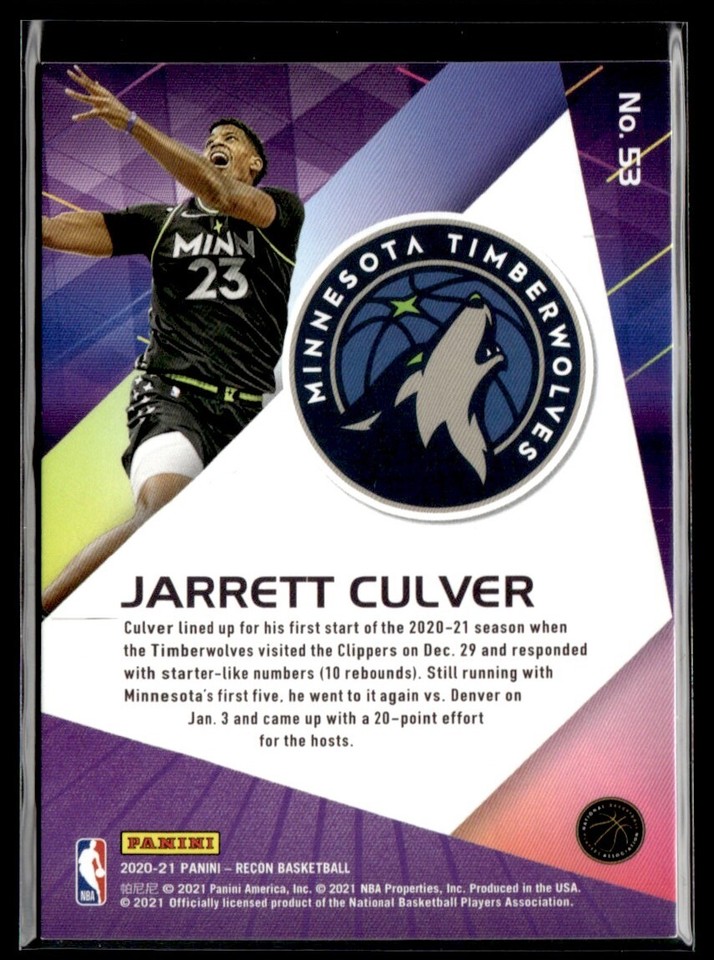 2020-21 Panini Recon Gold Jarrett Culver Minnesota Timberwolves #53 | eBay
