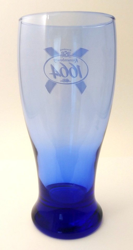 Kroenenbourg 1664 Blue Glass Pilsner Glass White Logo Strasbourg France ...