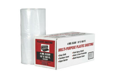 10' x 100' 4 Mil Clear Rolled Poly All Purpose Plastic Sheeting Medium ...