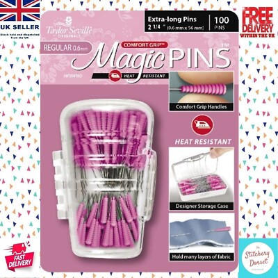 Taylor Seville Magic Pins, 50 Extra Long Regular Pins 2 1/4" (0.6mm x ...