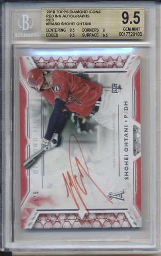 Shohei Ohtani 2018 Topps Diamond Icons Red Ink RC AUTO #D 5/5 BGS 9.5 ...