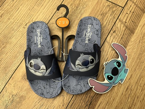 DISNEY PRIMARK STITCH SLIDERS BEACH SHOES SLIPPERS SLIP ON SANDALS BLUE ...