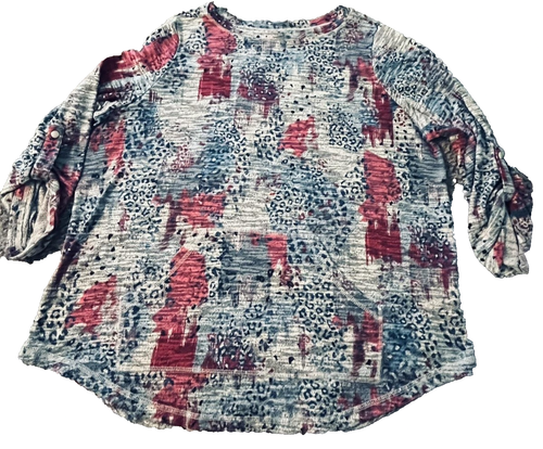 Ruby Rd Shirt Womens 2X Multicolor Abstract Animal Print 3/4 Sleeve ...