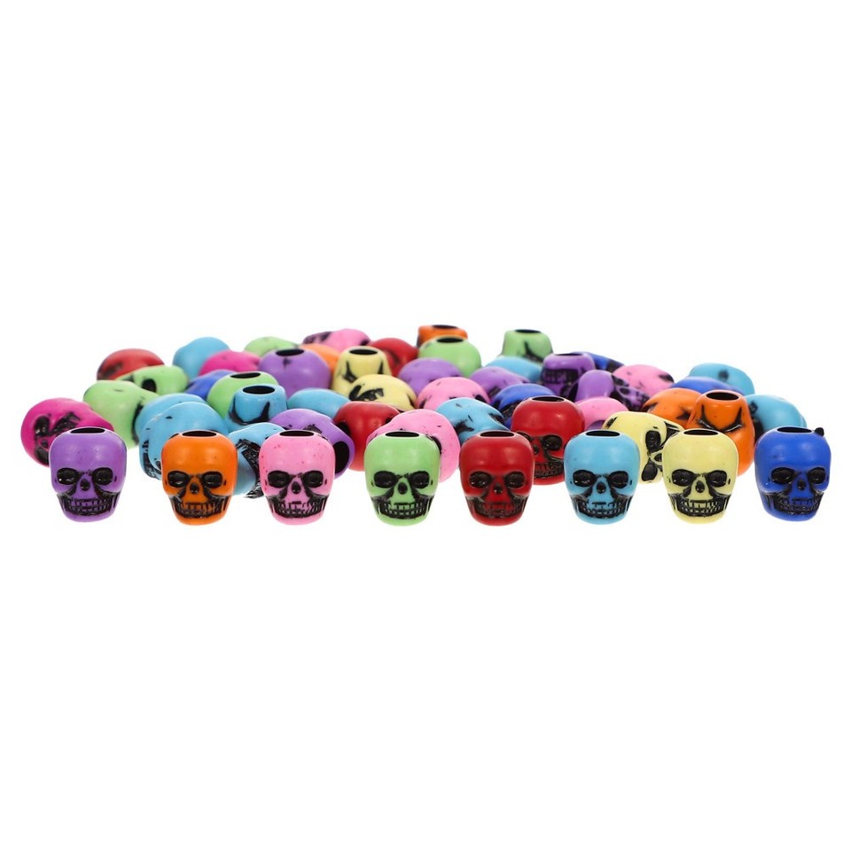 50pcs Acrylic Skull Beads Jewelry Making Charms Bracelets Anklets ...