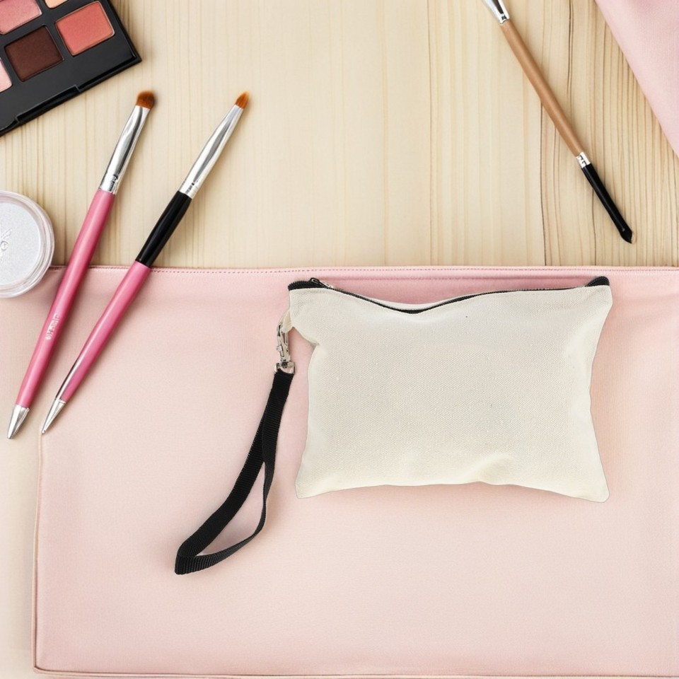 6pcs Fabric Makeup Bags - Cosmetic Zipper Blank Diy Pouch With Handle ...