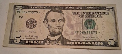 2017A $5 Dollar Bill Star Note Rare Misprint, Off-Centered | eBay