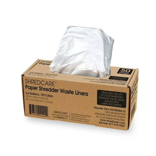 Shredcare Paper Shredder Waste Liners 50 Count Small 6.6 Gallon Bags ...