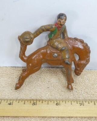 Original Antique Grey Iron 1930s Cast iron Cowboy - Bucking Horse ...