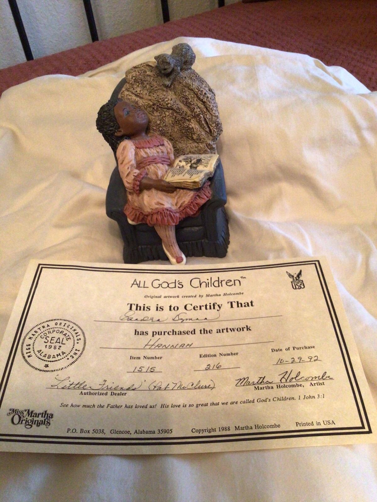 Hannah #1515, Edition 216 All Gods Children Figurine By Martha Holcombe ...