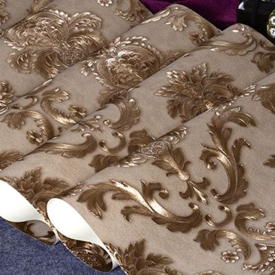 Luxury Glitter Gold Floral Wallpaper Damask Yellow Vinyl Room Roll Wall ...