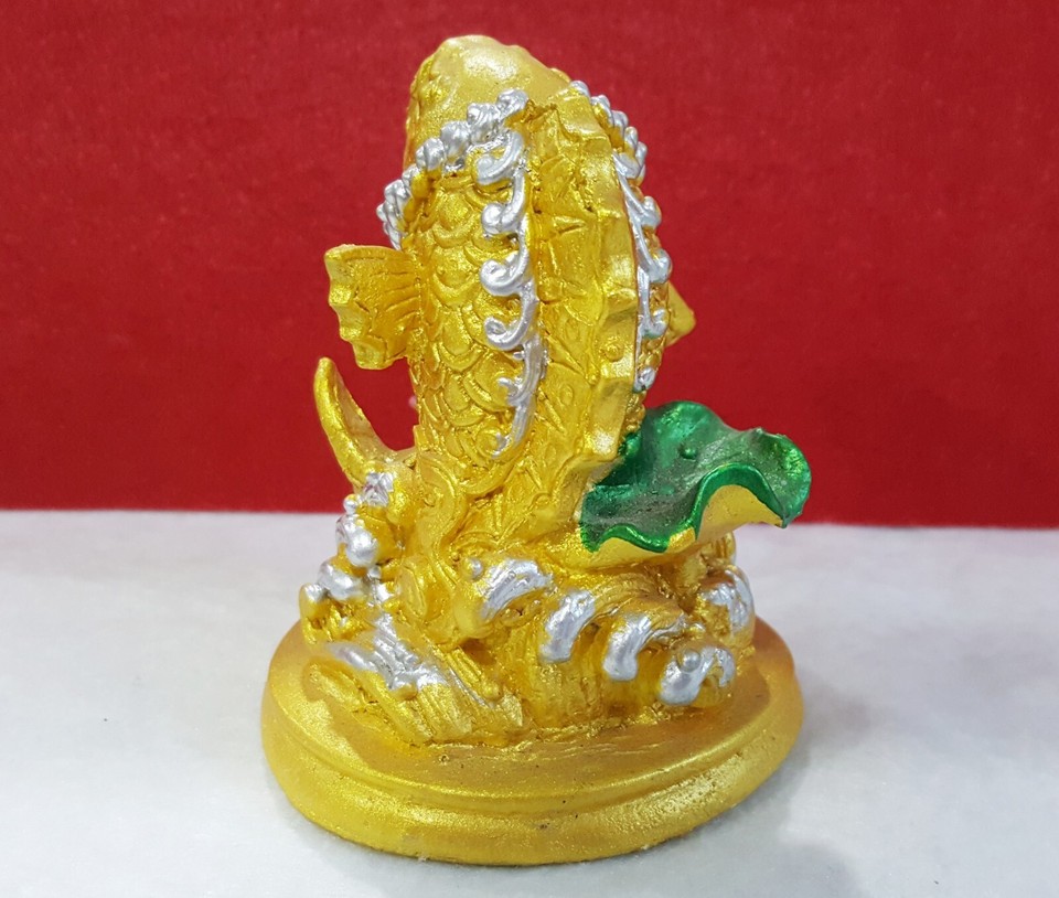 Gold Fish Carp Statue Feng Shui Wealth Rich Animal Decor Desk Shelf ...