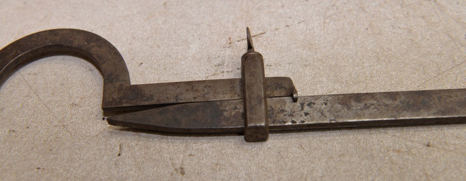 Antique wheelwright wood spindle lathe truing sizing gauge collectible ...