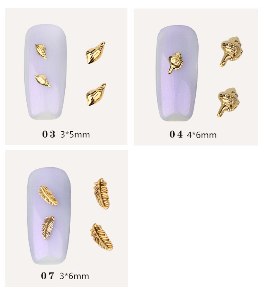 20pcs 3D Gold Nail Art Metal Ocean Sea Shell Starfish Clams Studs ...