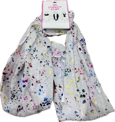 Justice for Girls White with Rainbow Eternity Scarf~One Size~NWT~Back ...