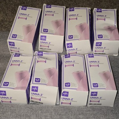 Lot of 8 Medline UNNA-Z Zinc Paste Bandages Wound Care Bandage 4" x 10 ...