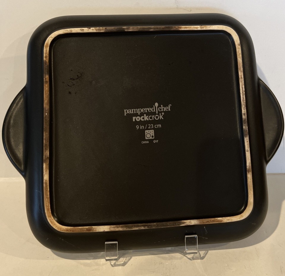 Pampered Chef ROCKCROK® Small 9" Square GRILL STONE Oven BBQ Stovetop ...