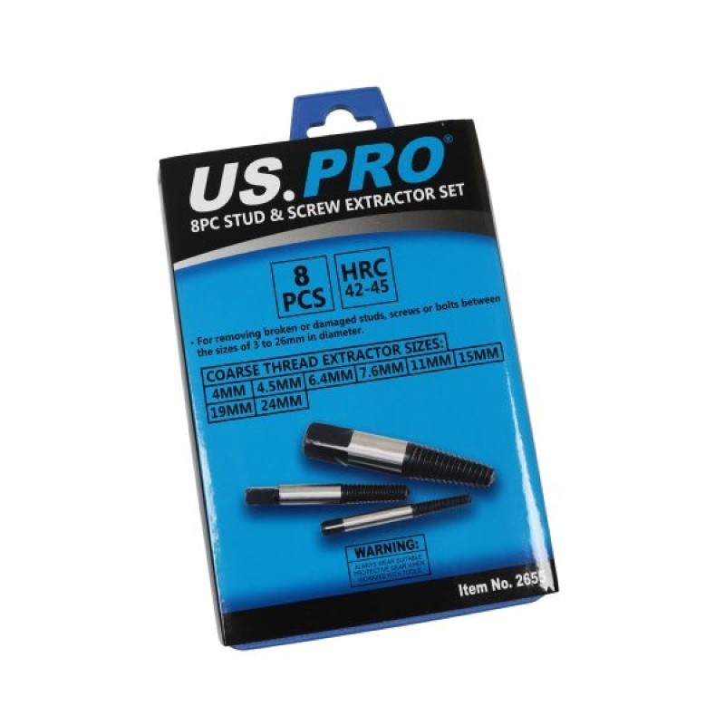 US PRO 8pc Broken Stud And Screw Extractor Set Easy Outs 3mm/26mm ...