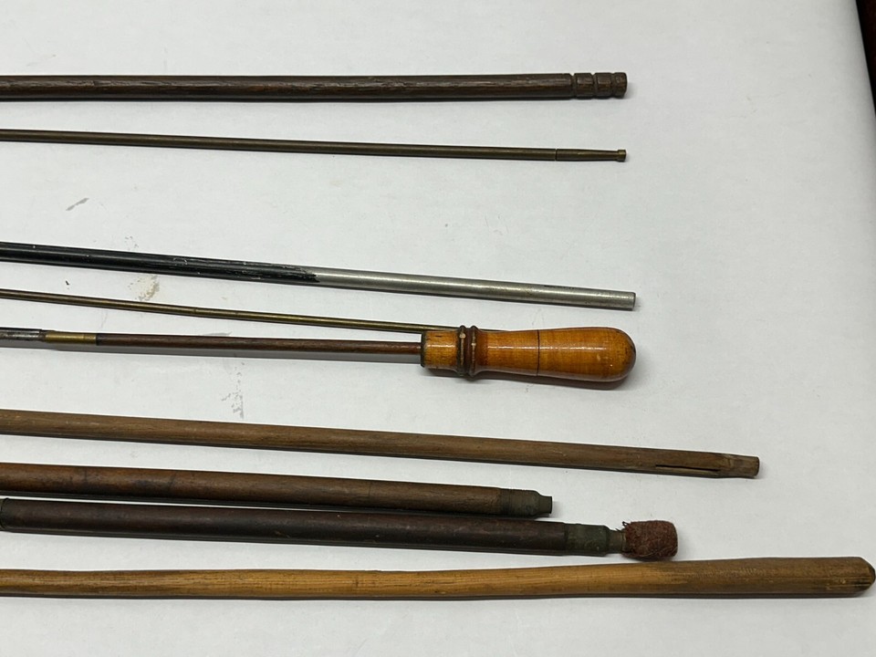 Lot of 9x Vintage Antique Gun Cleaning Rods - Wooden, Brass, Iron ...