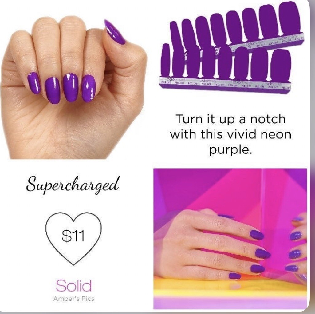 Color Street SUPERCHARGED Neon Solid Purple Real Nail Polish Strips ...