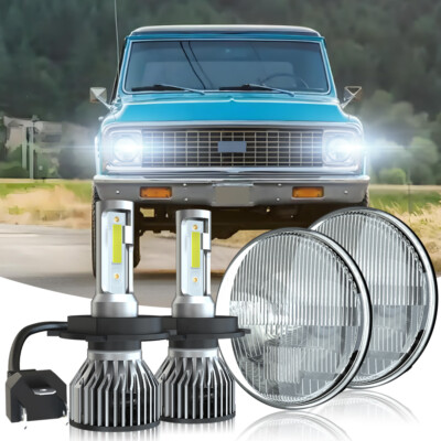 For Chevy C10 K10 Truck 1962-1980 Round LED Headlights 100W Bright 7 ...