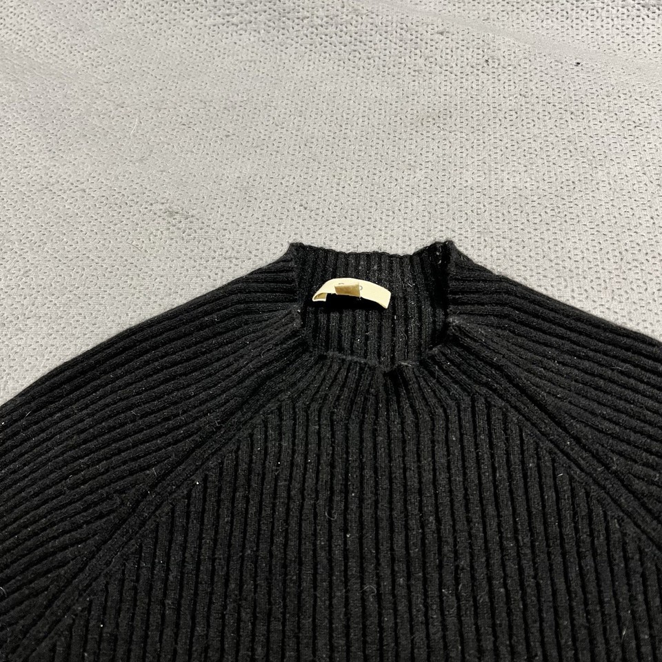 Nap Loungewear Cashmere Rib-Knit Mock Neck Pullover in Black Side Slits ...