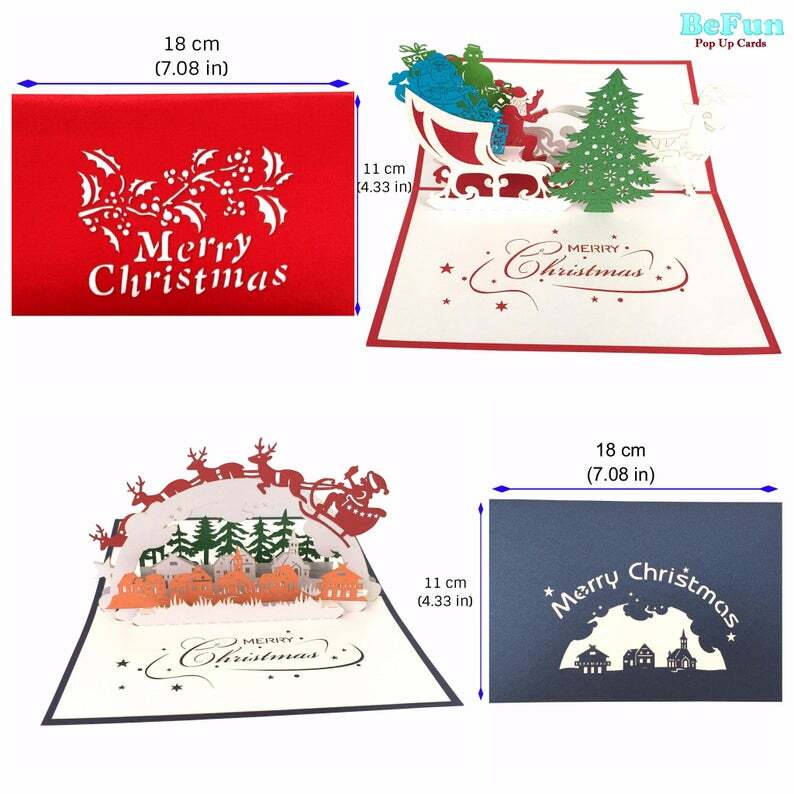 Christmas Pop Up Cards Set Lot Assortment 10 Pcs Value Boxed 3D ...