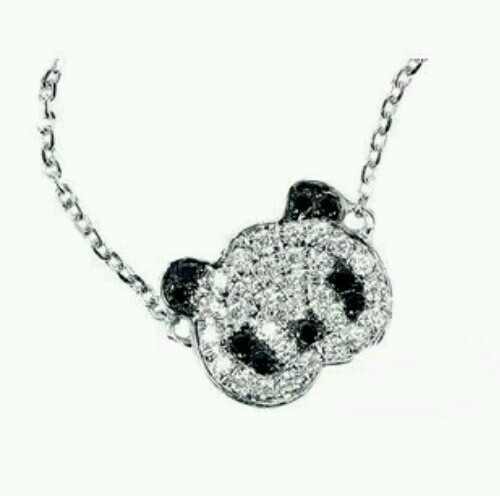 Silver panda rhinestone necklace | eBay