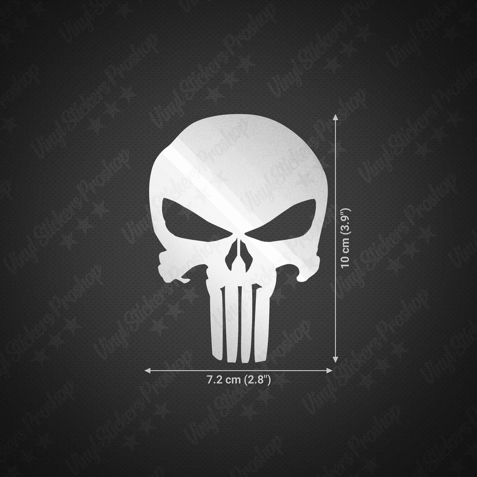 Punisher Sticker 10 CM White Reflective Visible La Night Motorcycle ...