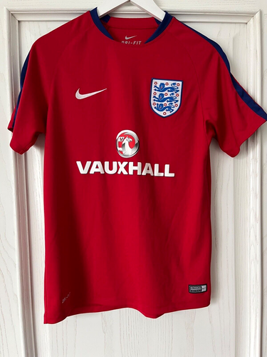 ENGLAND NATIONAL TEAM 2016 TRAINING PRE MATCH RED FOOTBALL SHIRT JERSEY ...