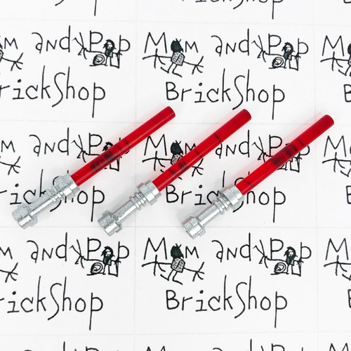 LEGO 3x Red Lightsaber with Metallic Silver Hilt Star Wars Darth Vader ...