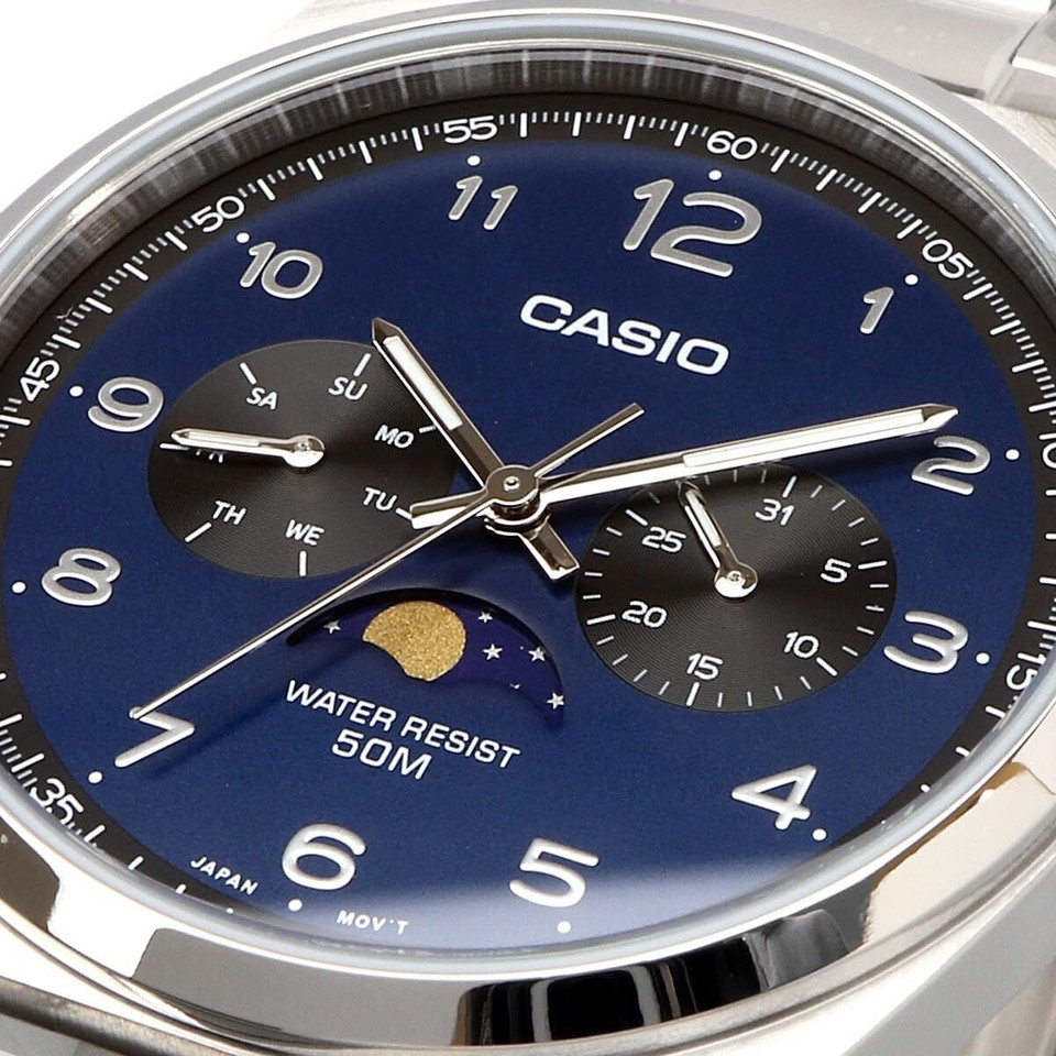 CASIO Standard Moon Phase Analog Men's Watch MTP-M300D-2AV Navy Dial | eBay