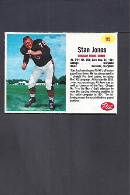 1962 POST CEREAL FOOTBALL #115 STAN JONES-3--BEARS--NO CREASES--EX/MT ...