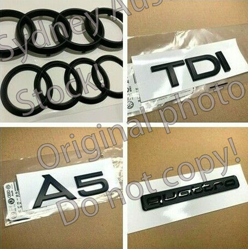 OEM Front + Rear Matte Black Badges Set for AUDI A5 TDI Quattro Hatch ...
