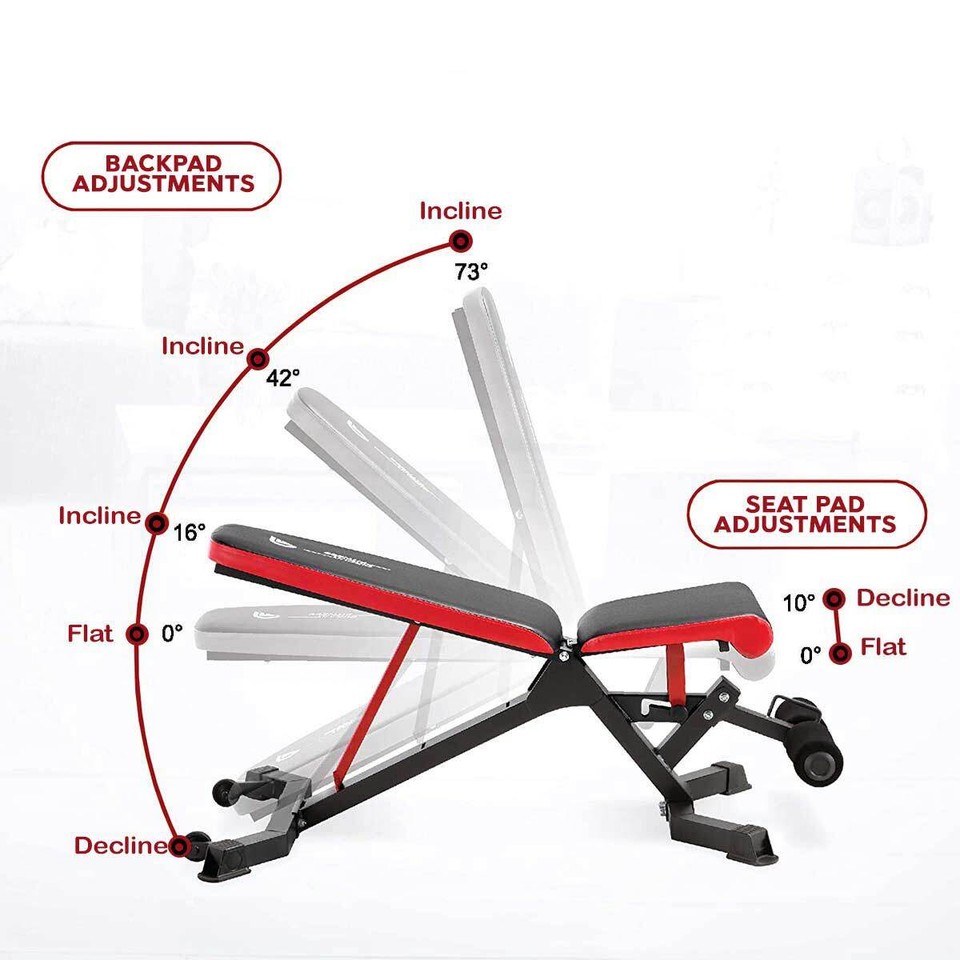MARCY CFIT Utility Weight Bench Adjustable Flat Incline Decline Wheels ...
