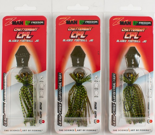 (LOT OF 3) Z-MAN CHATTERBAIT CFL JIG 3/8OZ CBCFL38-02 GREEN PUMPKIN ...