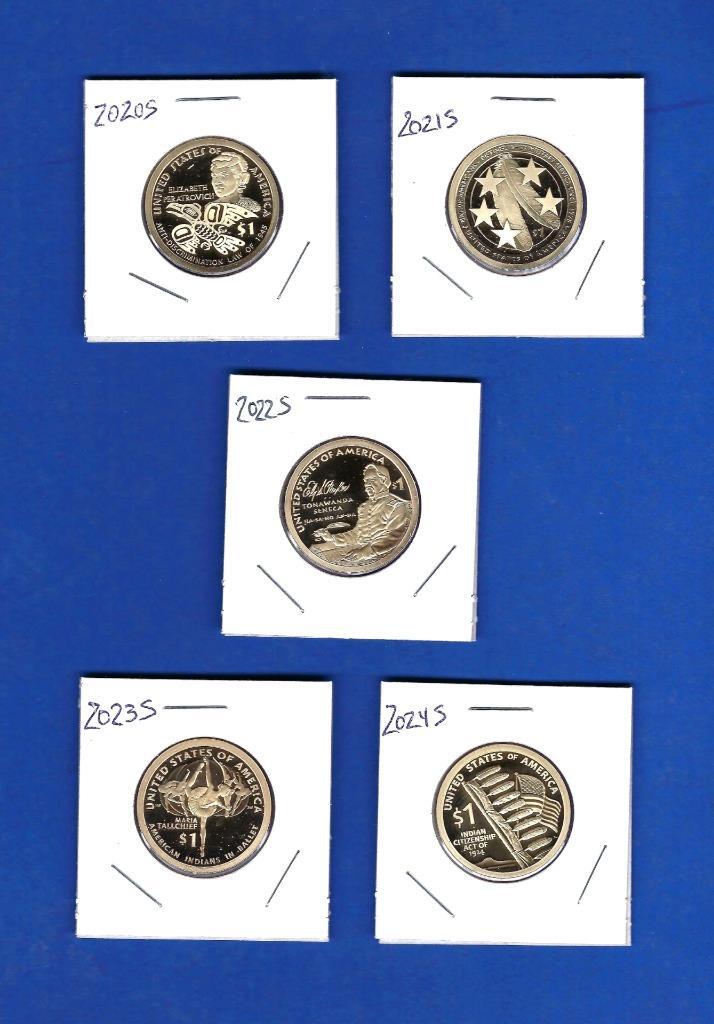 2020 - 2024 S Proof Sacagawea Native American Dollar Set-GEM PROOF 5 ...