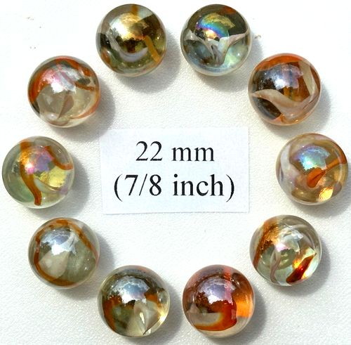 MANGO TWIST Clear Orange/White Glass Marbles 22mm (7/8 inch) SHOOTER ...