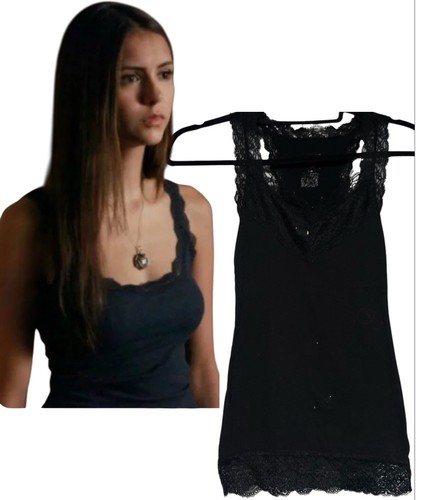 Vtg Mossimo Tank Top Lace Trim Elaina Gilbert Bella Swan Y2K Black Size ...