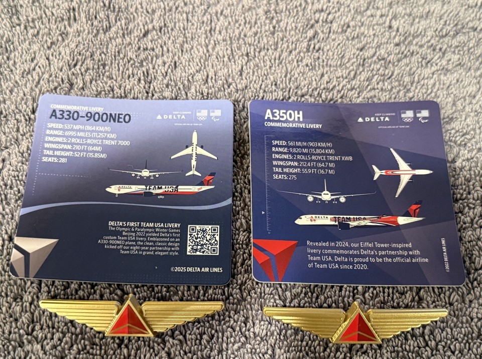 Delta Airline-Pilot Trading Cards #74 and #63. Team USA Beijing and ...