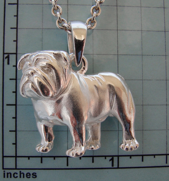 Large Sterling Silver Bulldog English Bulldog Standing Study Pendant | eBay