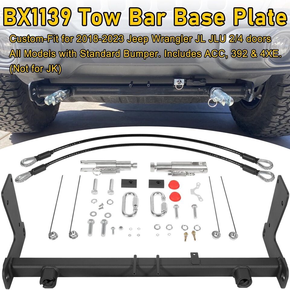 BX1139 Tow Bar Base Plate Tow Bar Bracket for Blue OX Jeep Wrangler JLU ...