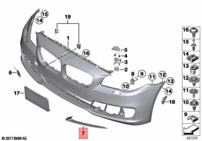 Genuine BMW Hybrid F10 Protective Rubber Strip Right Front Bumper ...