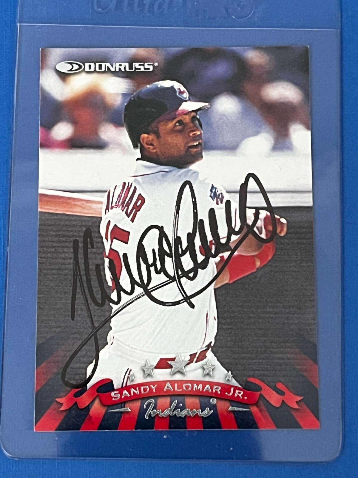 SANDY ALOMAR JR 1998 Donruss SIGNED AUTOGRAPHED CARD #793 CLEVELAND ...