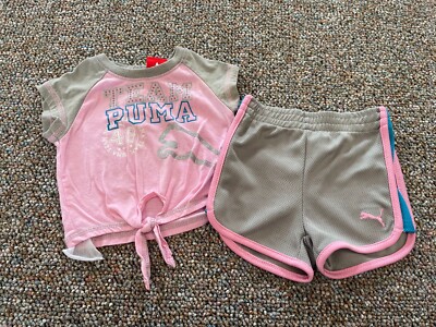 Puma Girls Team Puma Gray & Pink Outfit 6-9M | eBay