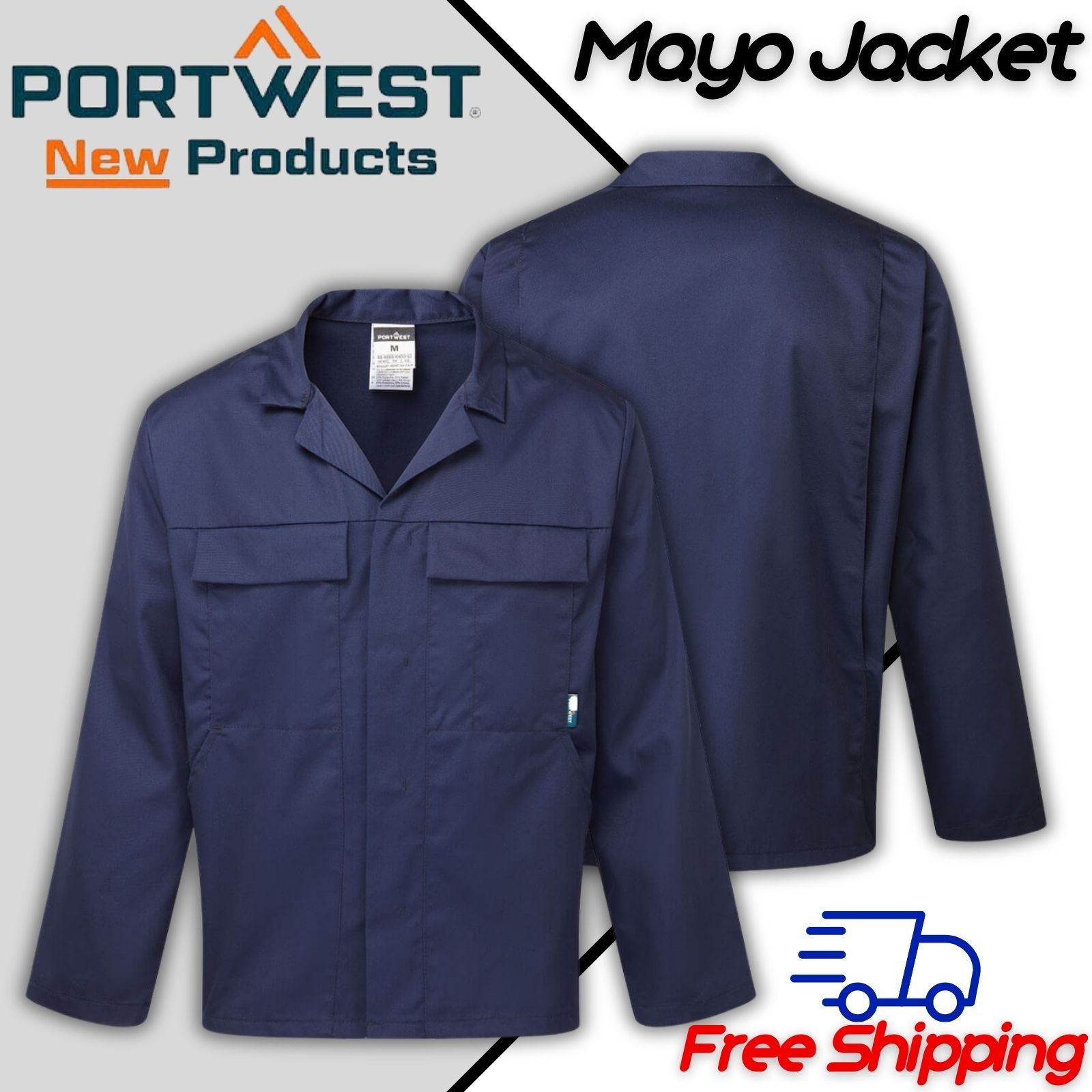 Portwest Mayo Hard Wearing Work Jacket Polycotton Action Back Comfort ...