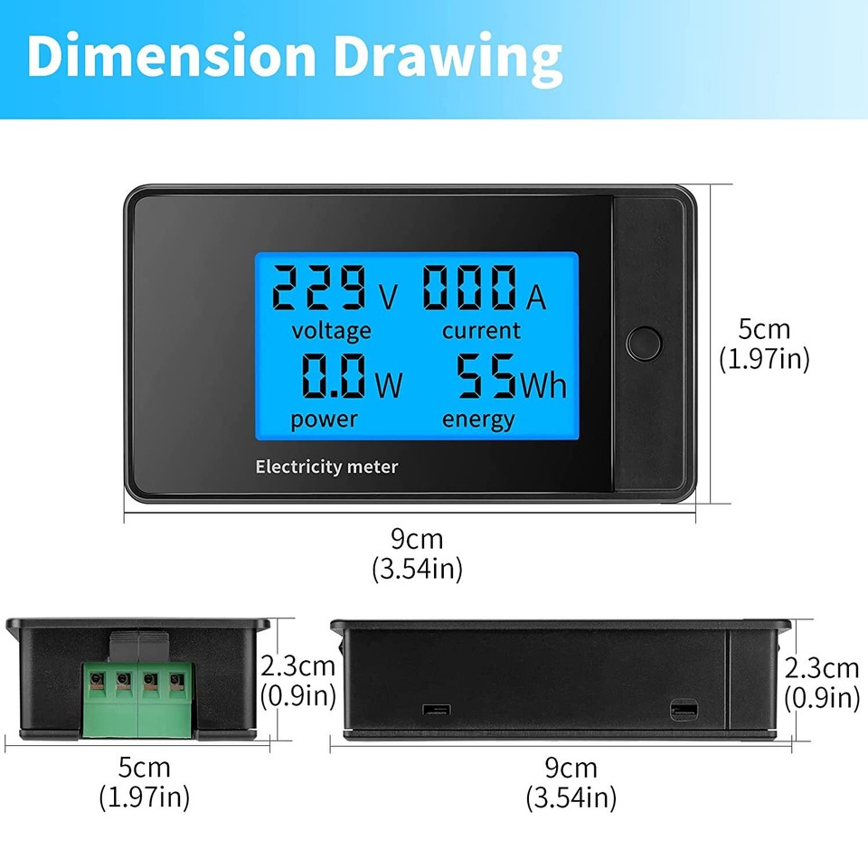 100A AC 85-400V Digital Watt KWH Current Power Energy Meter Ammeter ...