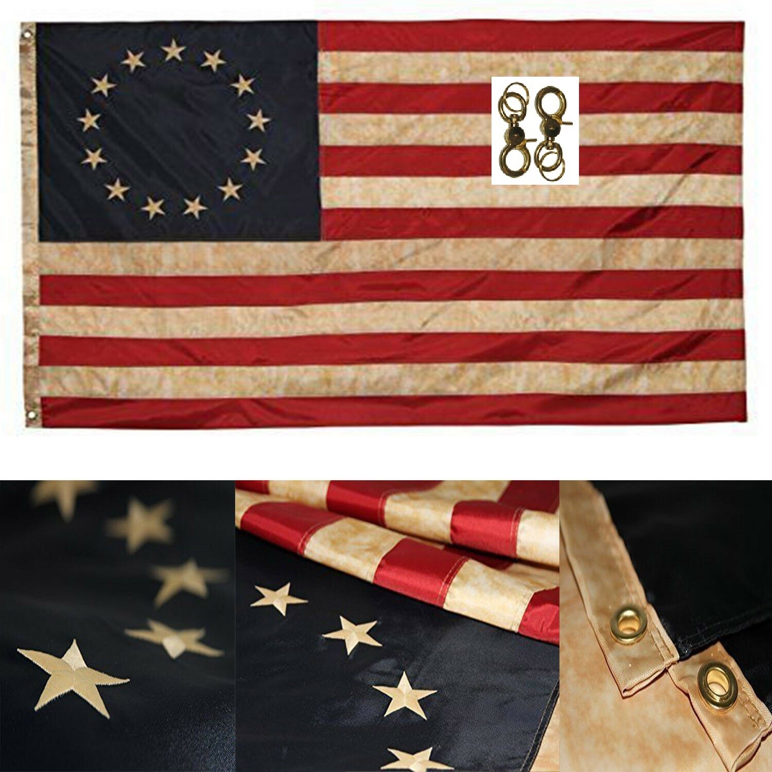 3x5 Embroidered Betsy Ross Vintage Flag Premium Quality Polyester with ...