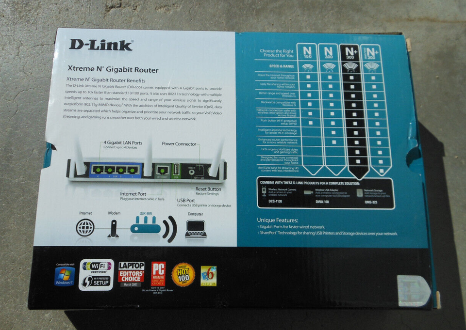 D-Link N+300 XTREME N GIGABIT ROUTER DIR-655 USED. THIS ITEM SHIPS FREE ...