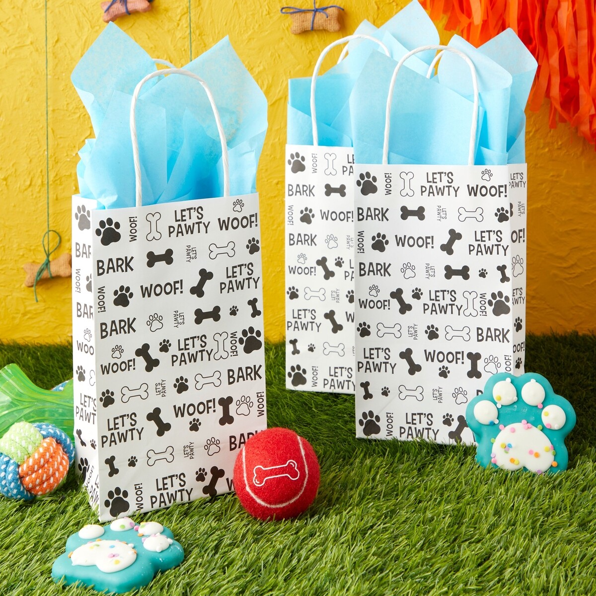 24 Pack Paw Print Gift Bags with Handles For Goodies, Party Favors (5 ...