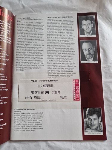 Les Miserables Programme/Brochure 1998 The Mayflower Southampton | eBay